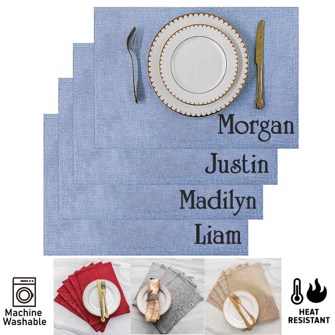Embroidered* Family Name Placemats, Personalized Linen, Farmhouse Table ...
