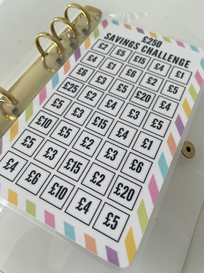 250 Pound Savings Challenge Tracker Candy Stripe Sized for - Etsy