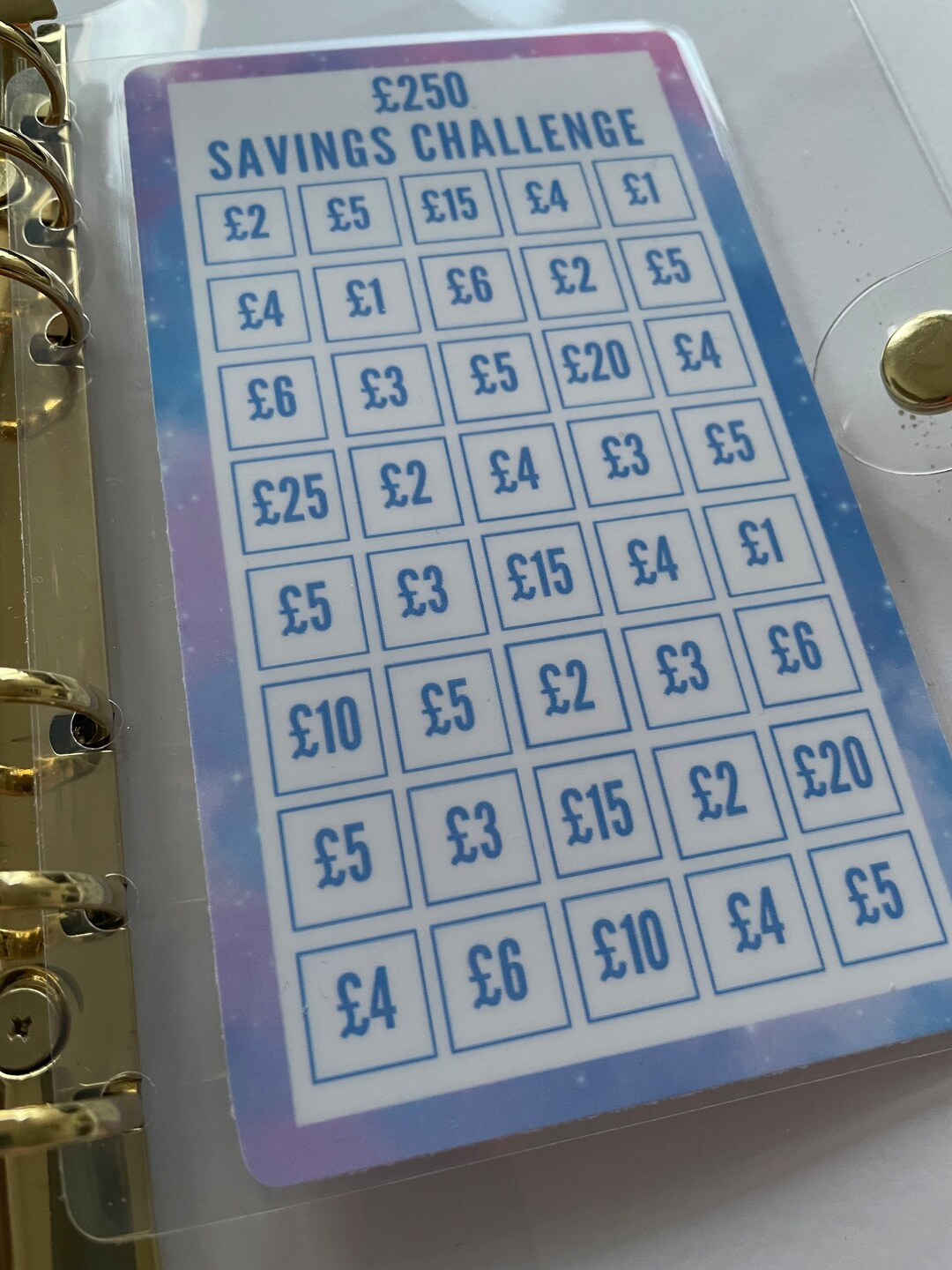 250 Pound Savings Challenge Tracker Cosmic Pastel Print Sized for A6 ...