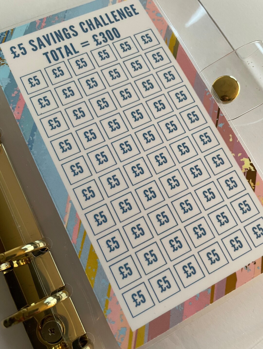 Five Pound Savings Challenge Tracker Pastel Print Sized for A6 Binder ...