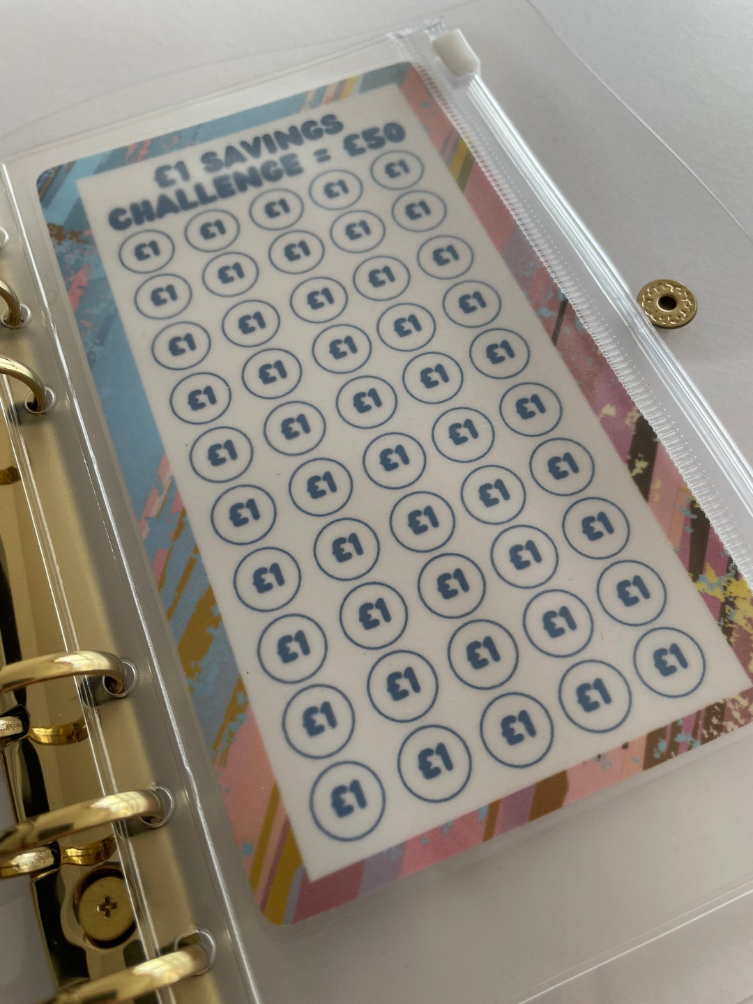 One Pound Savings Challenge Wallet Insert Tracker Pastel - Etsy