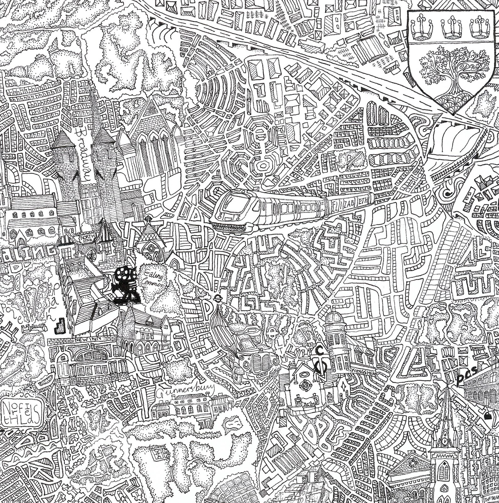 London Map Fine Line Hand Drawn the West GICLÉE PRINT - Etsy