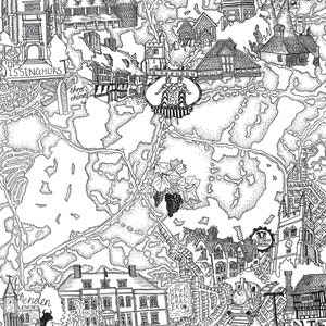 Fine Line Hand Drawn Kent Map the Weald PRINT COPY - Etsy