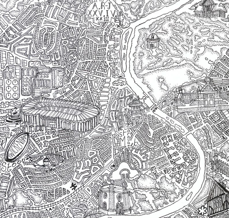 London Map Fine Line Hand Drawn the West GICLÉE PRINT - Etsy