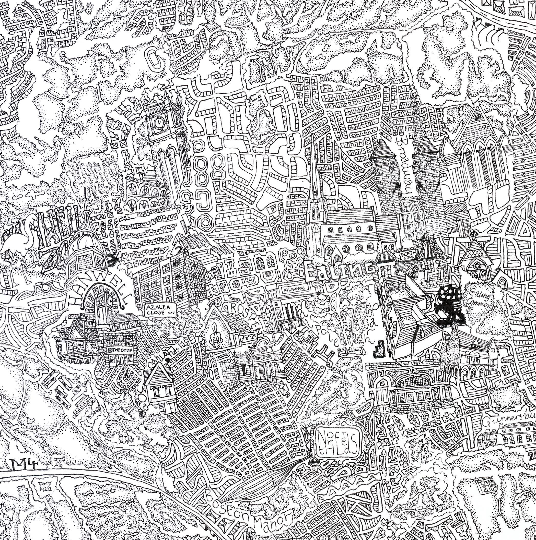London Map Fine Line Hand Drawn the West GICLÉE PRINT - Etsy