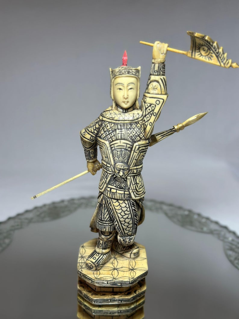 Asian Okimono Bone Sculpture Depicting a Samurai Warrior, Japan Circa ...