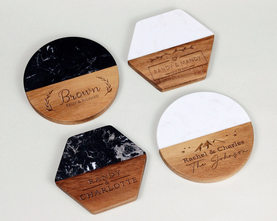 Personalized Coaster With Engraving, Custom Engraved Walnut Coasters ...