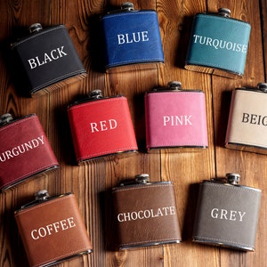 Custom Engraved Leather Flask With Name, Personalized Flask for ...