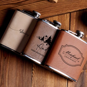 Custom Engraved Leather Flask With Name, Personalized Flask for ...