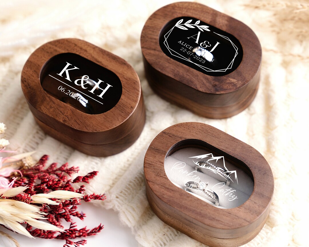 Personalized Engraved Engagement Ring Box, Wooden Proposal Holder ...
