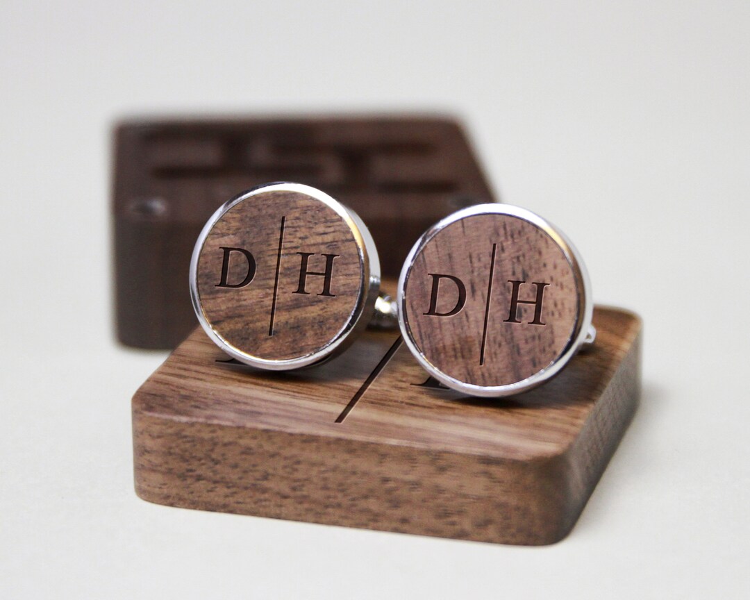 Personalized Cuff Links Box With Custom Design, Wooden Cufflinks for ...
