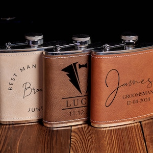 Custom Engraved Leather Flask With Name, Personalized Flask for ...