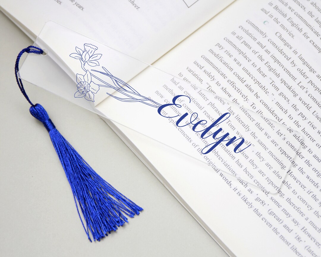 Personalized Birth Flower Bookmark, Acrylic Floral Bookmark With Name ...