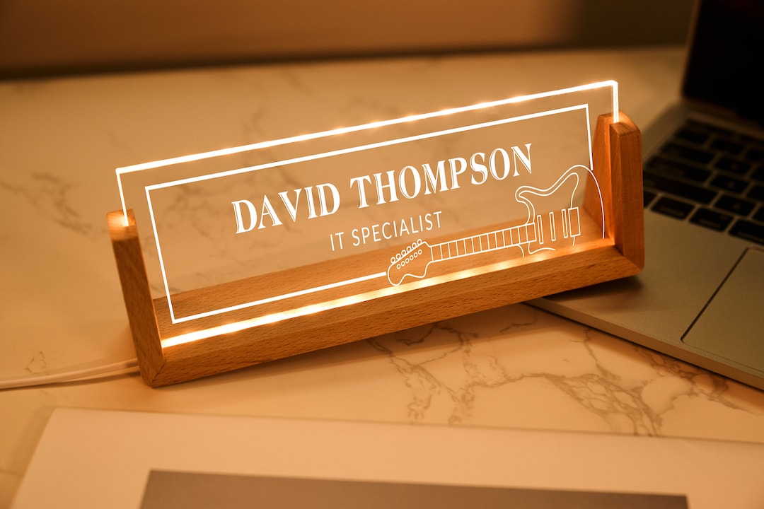 Personalized Desk Plaque With Light and Names, Fancy Office Desk Decor ...