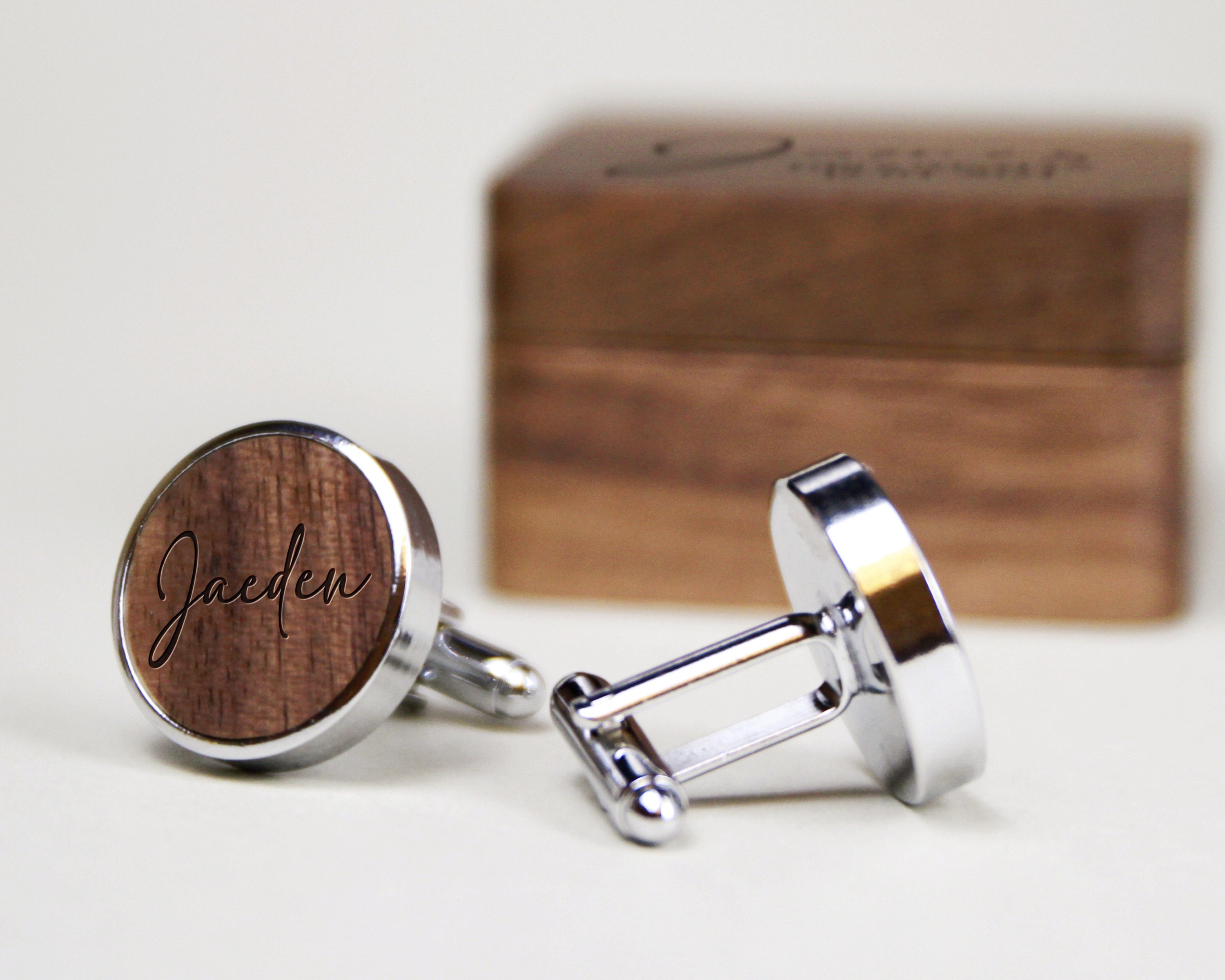 Personalized Cuff Links Box With Custom Design, Wooden Cufflinks for ...
