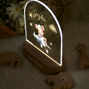Personalized Baby Night Light With Name, Custom Night Lamp With Wooden ...