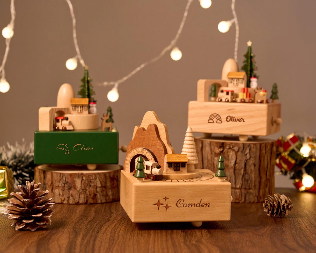 Custom Wooden Train Music Box With Engraved Name | Unique Keepsake Gift ...