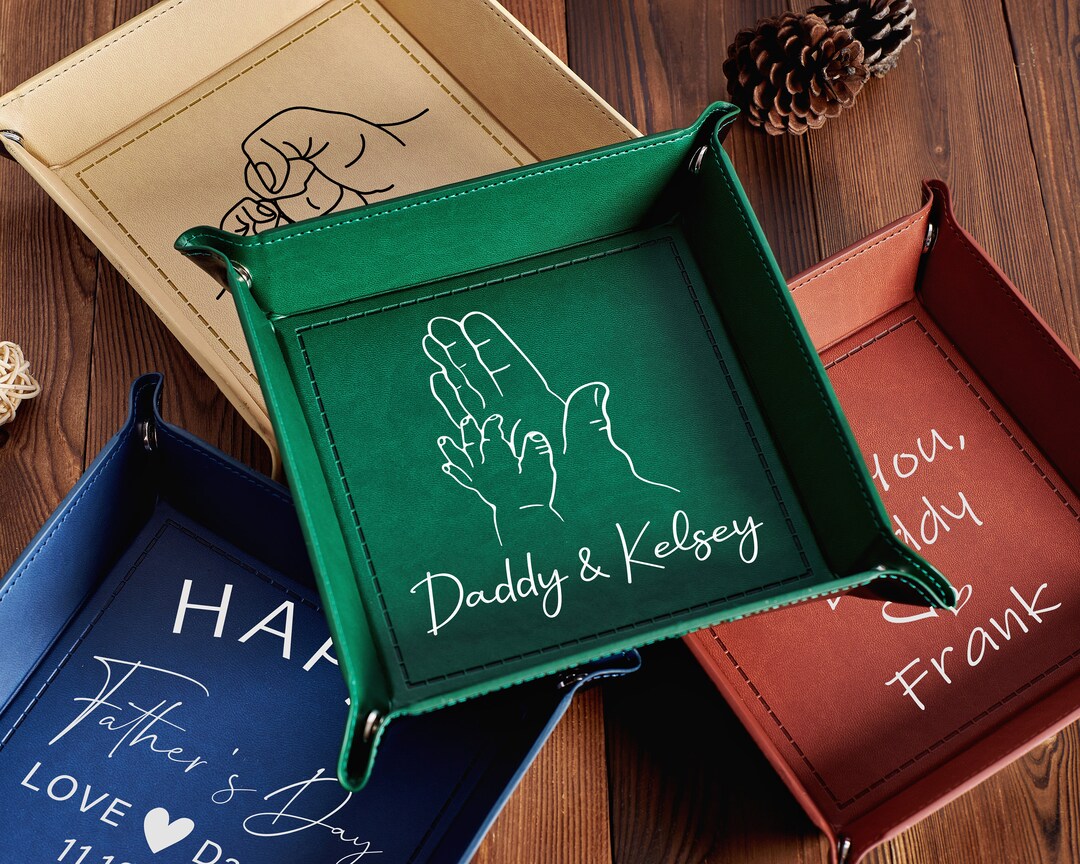 Personalized Leather Valet Tray With Name, Custom Key Holder for Him ...