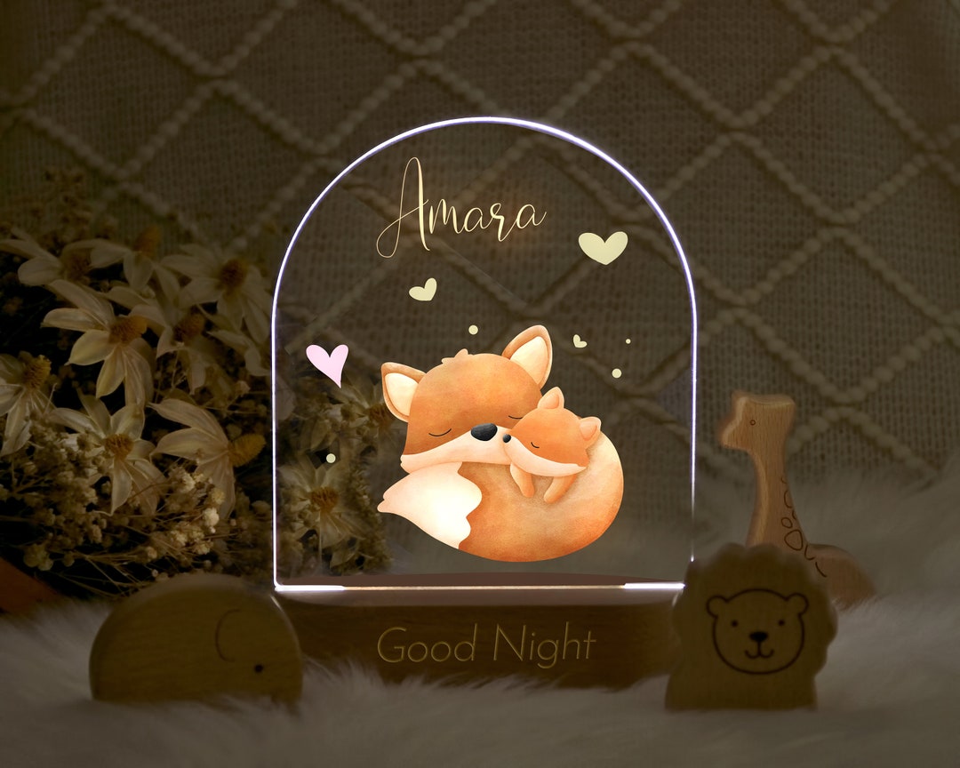 Personalized Baby Name Night Light With Custom Wooden Base,boy Girl ...
