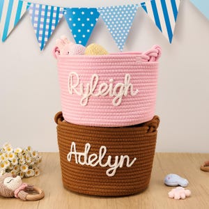Personalized Baby Shower Gift Basket, Custom Name Embroidered Cotton ...