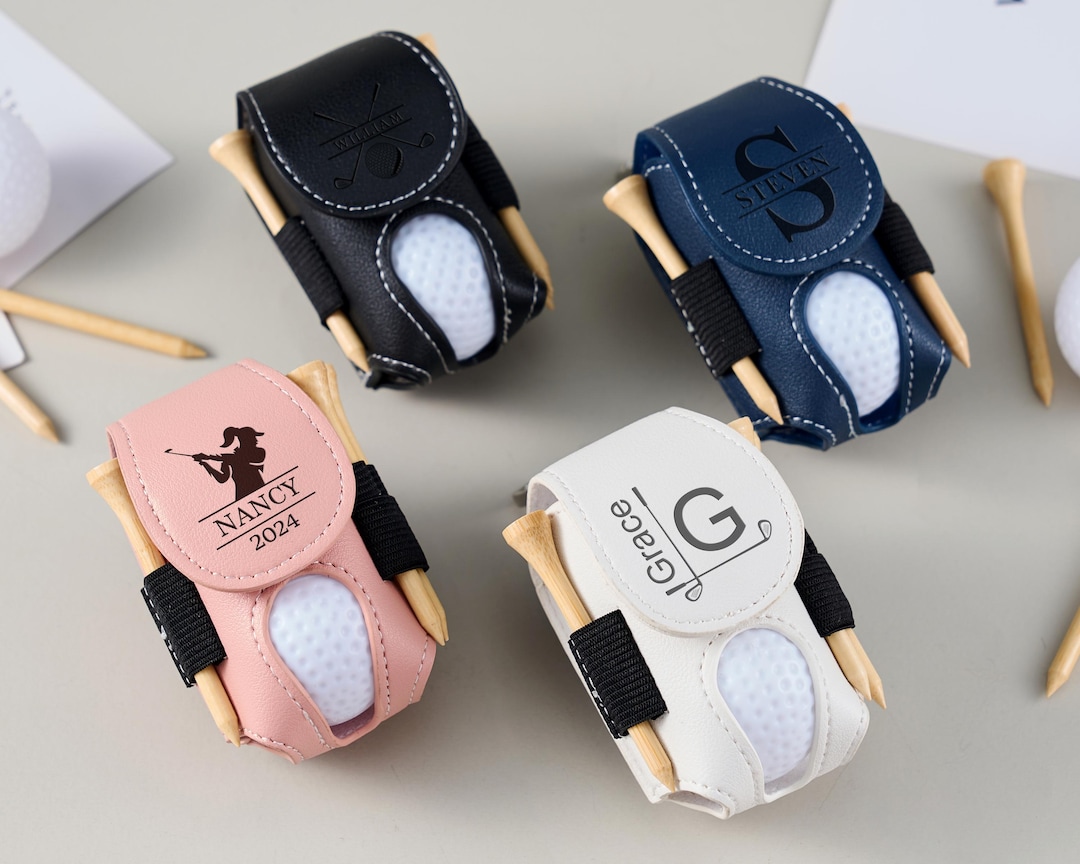 Engraved Leather Golf Travel Bag, Custom Golf Ball Holder & Pouch ...