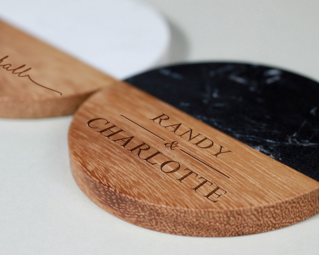 Personalized Coaster With Engraving, Custom Engraved Walnut Coasters ...