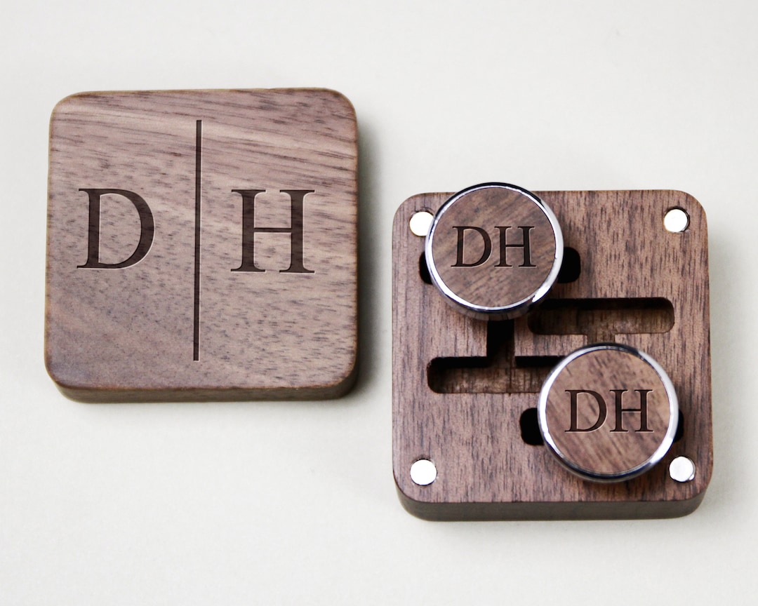 Personalized Cuff Links Box With Custom Design, Wooden Cufflinks for ...