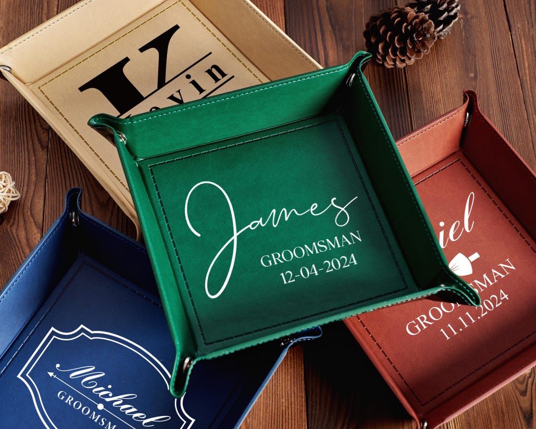 Custom Leather Valet Tray for Men, Personalized Name Engraving ...