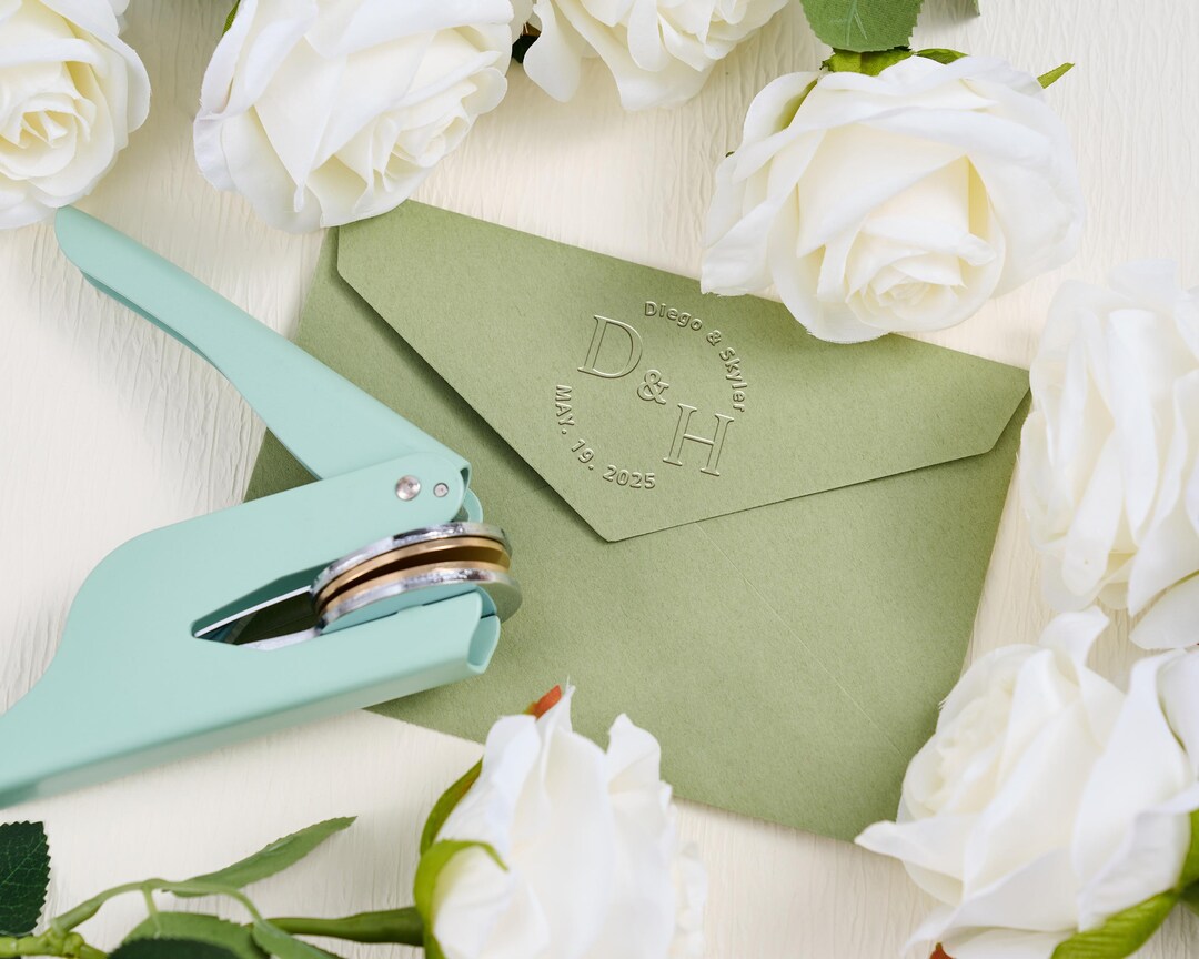 Personalized Wedding Embosser Stamp, Custom Monogram Press Embosser ...