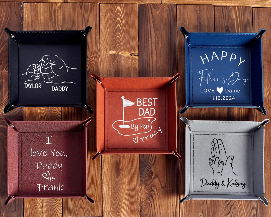 Personalized Leather Valet Tray With Name, Custom Key Tray for Him ...