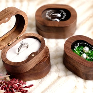 Custom Wooden Wedding Ceremony Ring Box, Clear Acrylic Cover ...
