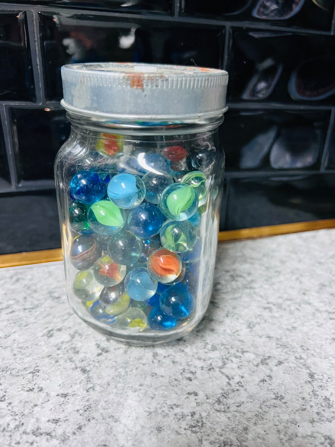 Jar Full of Vintage Marbles - Etsy