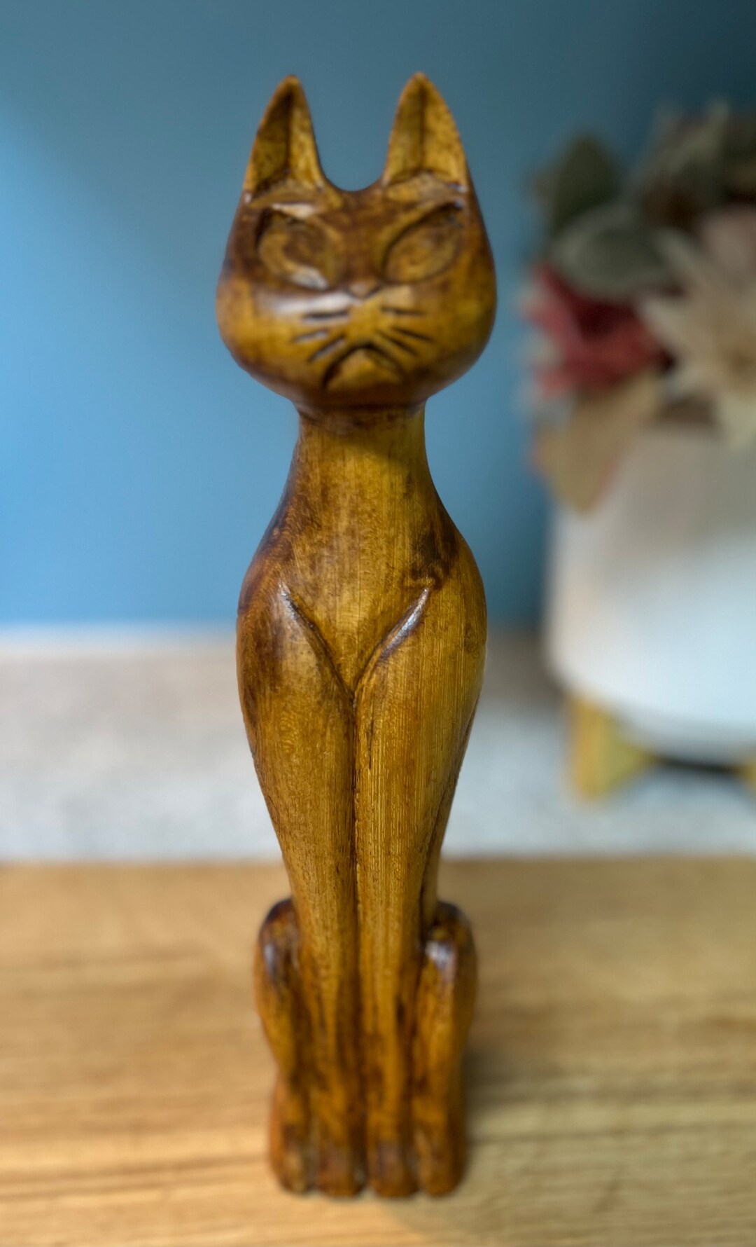 Mid Century Carved Walnut Wood Cat Sculpture 1960's - Etsy