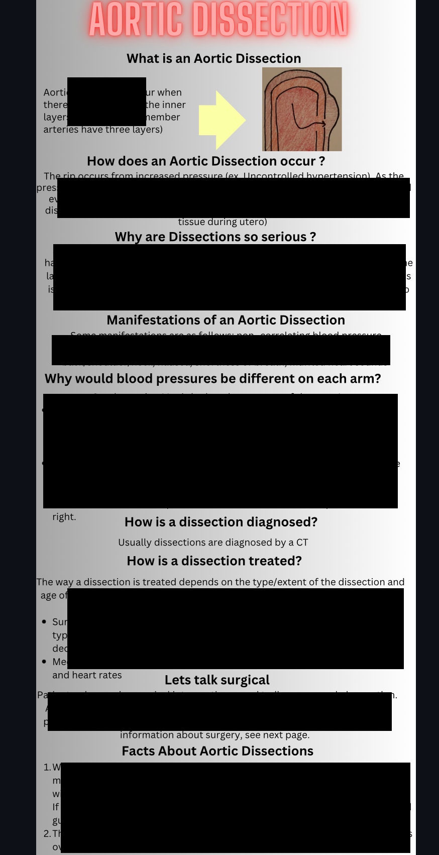 Cheat Sheet for Aorta Dissection and Aneurysms, ICU Cheat Sheet, Nursing Student, Nursing School ...