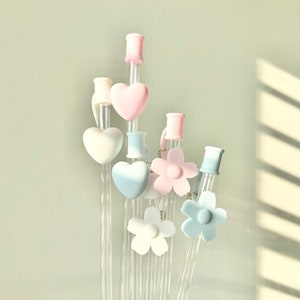 Heart Straw Cap for Tumbler Cup Accessory Flower Straw Charm 40oz ...