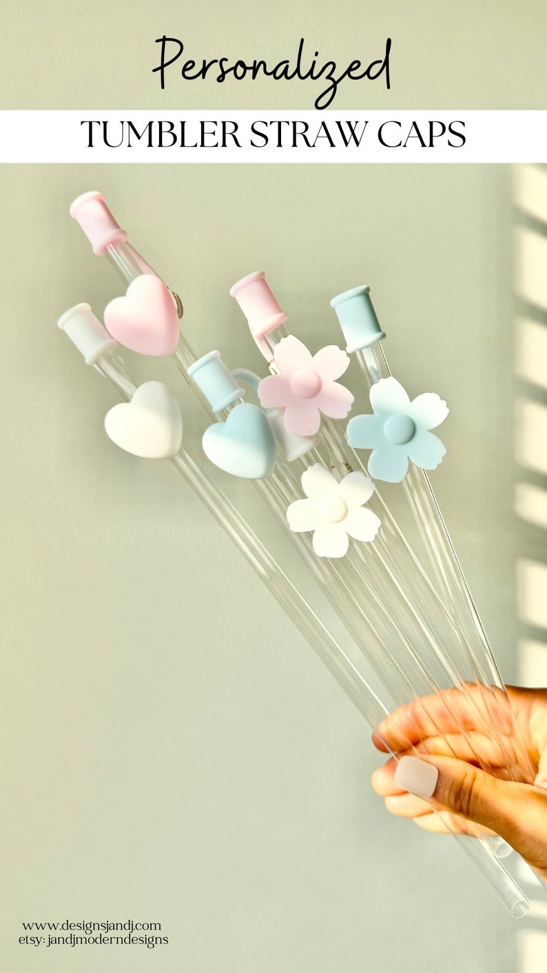 Heart Straw Cap for Tumbler Cup Accessory Flower Straw Charm 40oz ...