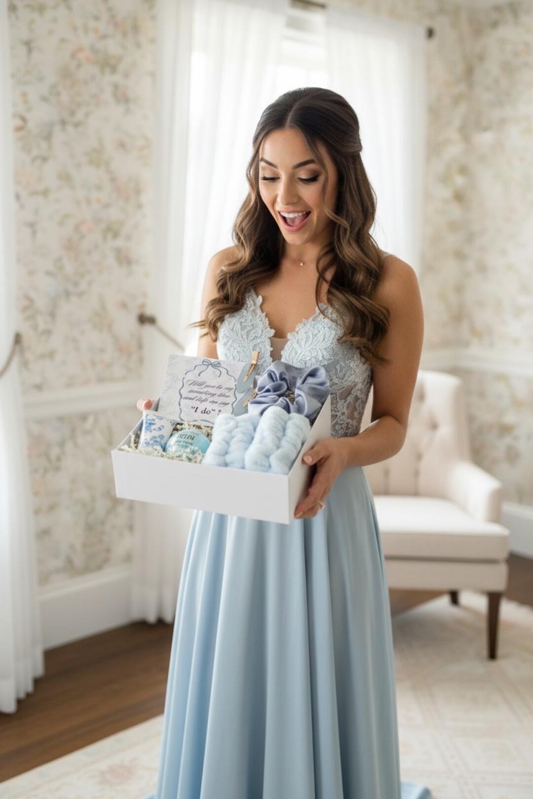 Bridesmaid Proposal Box Something Blue Bridal Party Gift for Matron of ...