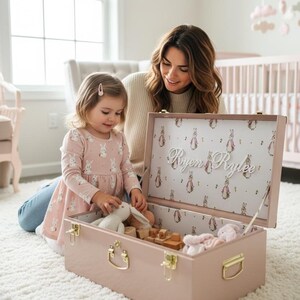 Baby Girl Keepsake Trunk Newborn Pink Nursery Decor Storage Bin Toddler ...