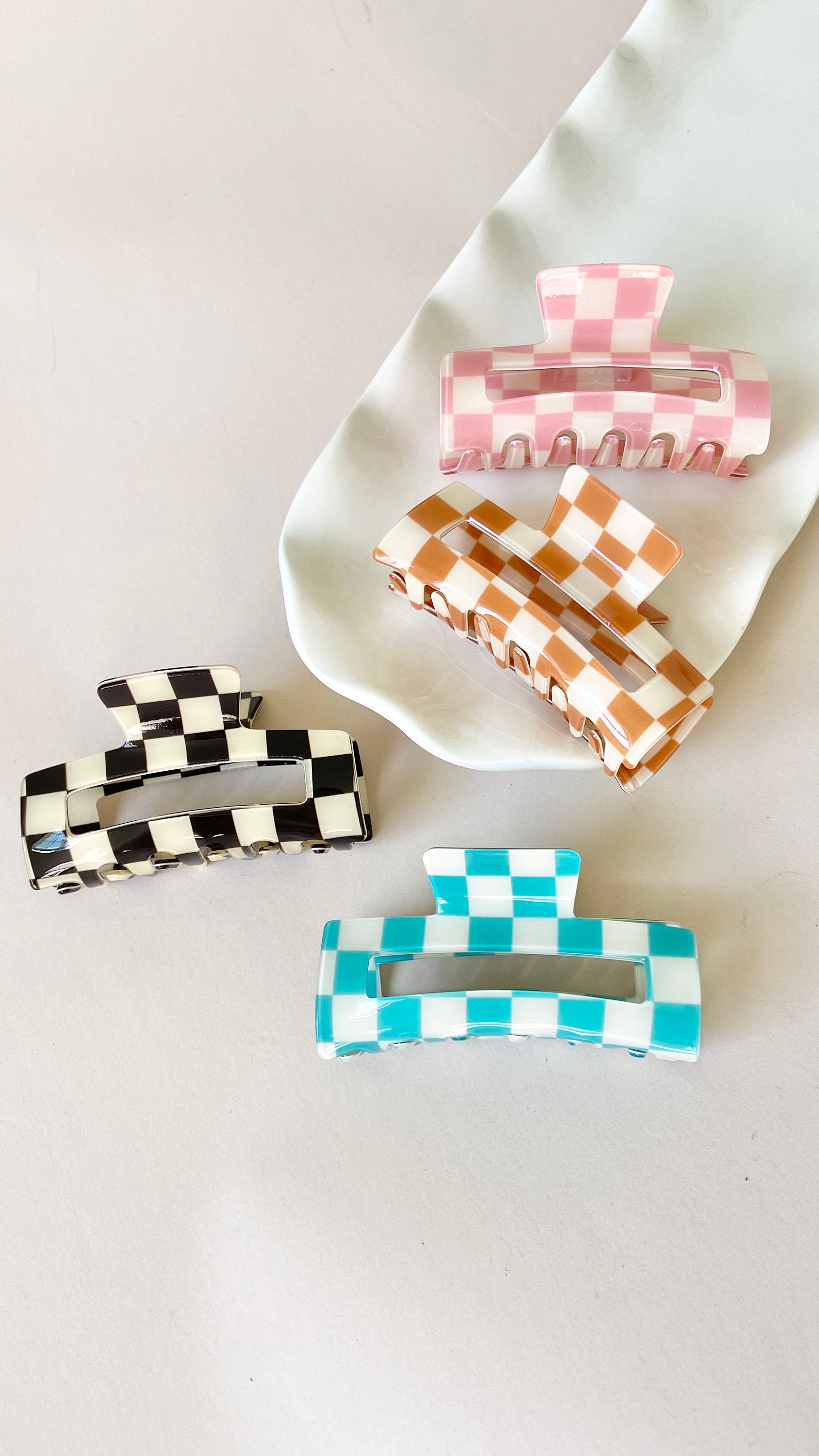 Retro Checker Hair Claw Clip Retro Hair Accessories Hair Claw Clip ...