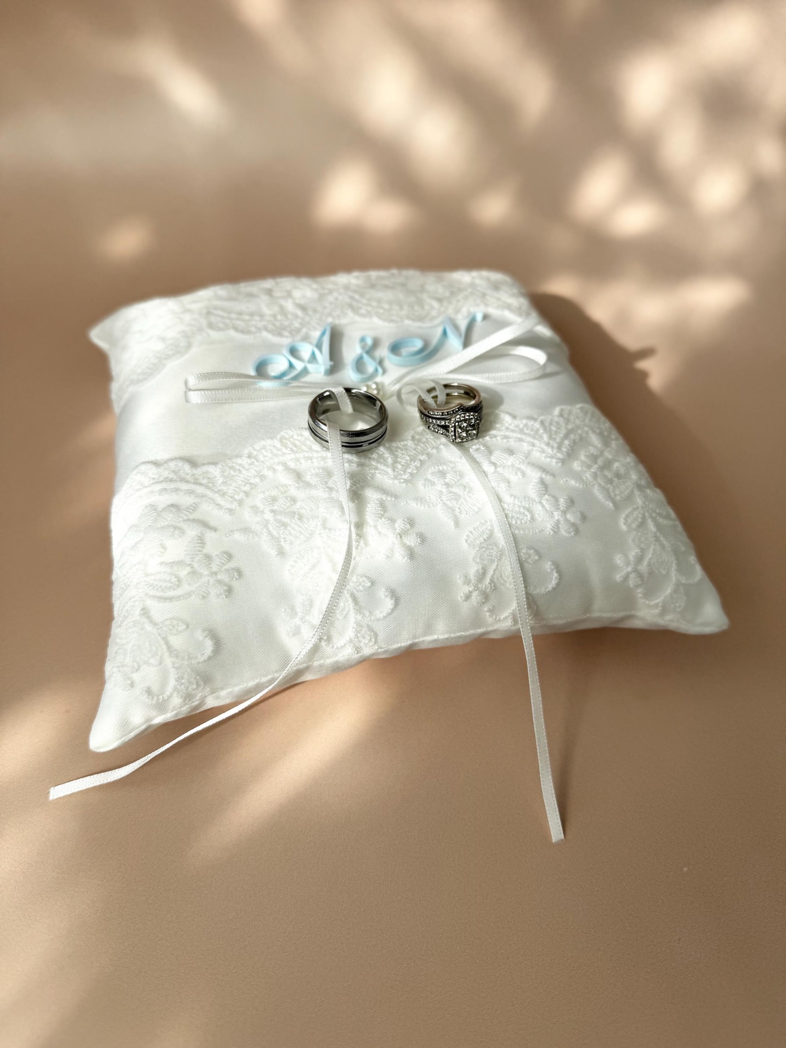 Ring Bearer Pillow Wedding Band Personalized Ring Holder Keepsake Ring ...
