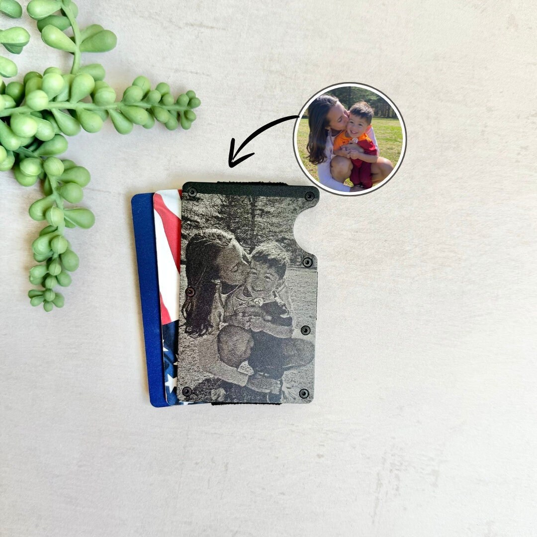 Custom Photo Wallet Engraved Portrait Metal Wallet Gift for Husband ...