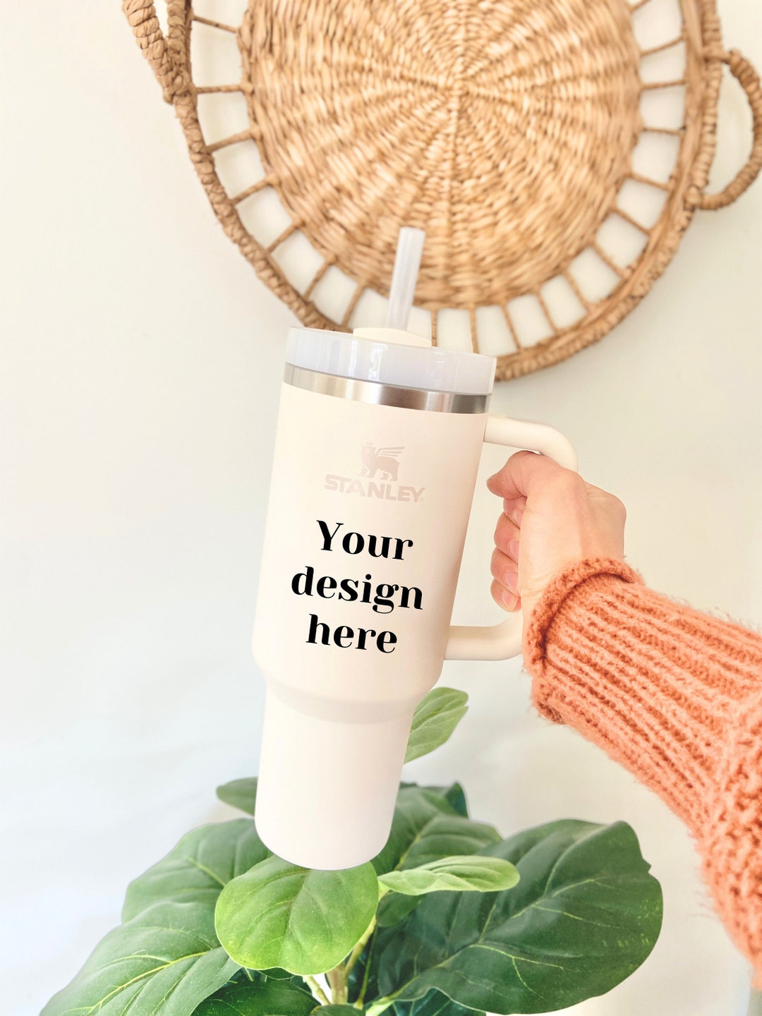 Stanley Tumbler Boho Stanley Sticker Mockup Hand Holding Stanley ...