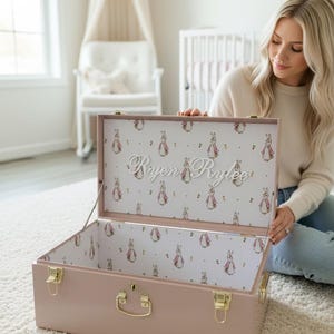 Baby Girl Keepsake Trunk Newborn Pink Nursery Decor Storage Bin Toddler ...