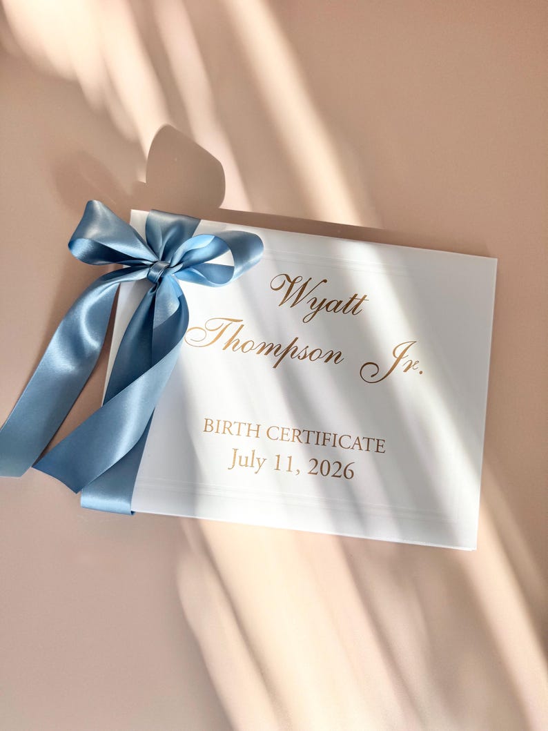 Custom Birth Certificate Holder for Newborn Baby Shower Gift for Boy ...
