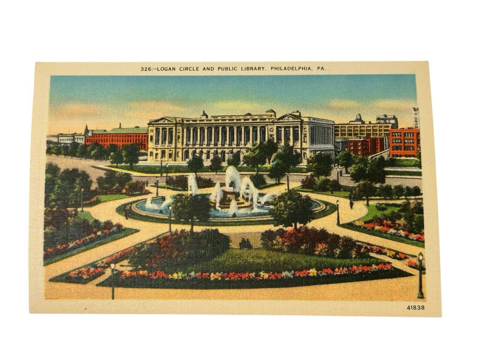 Antique Postcards 1950s PA Philadelphia Logan Circle and Public Library ...