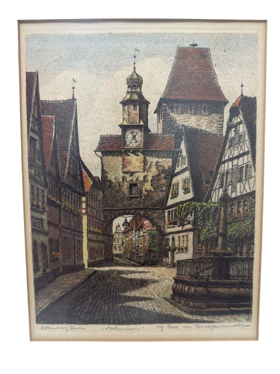 Artist Ernst Geissendorfer Signed Rothenberg Gate - Original Radierung ...