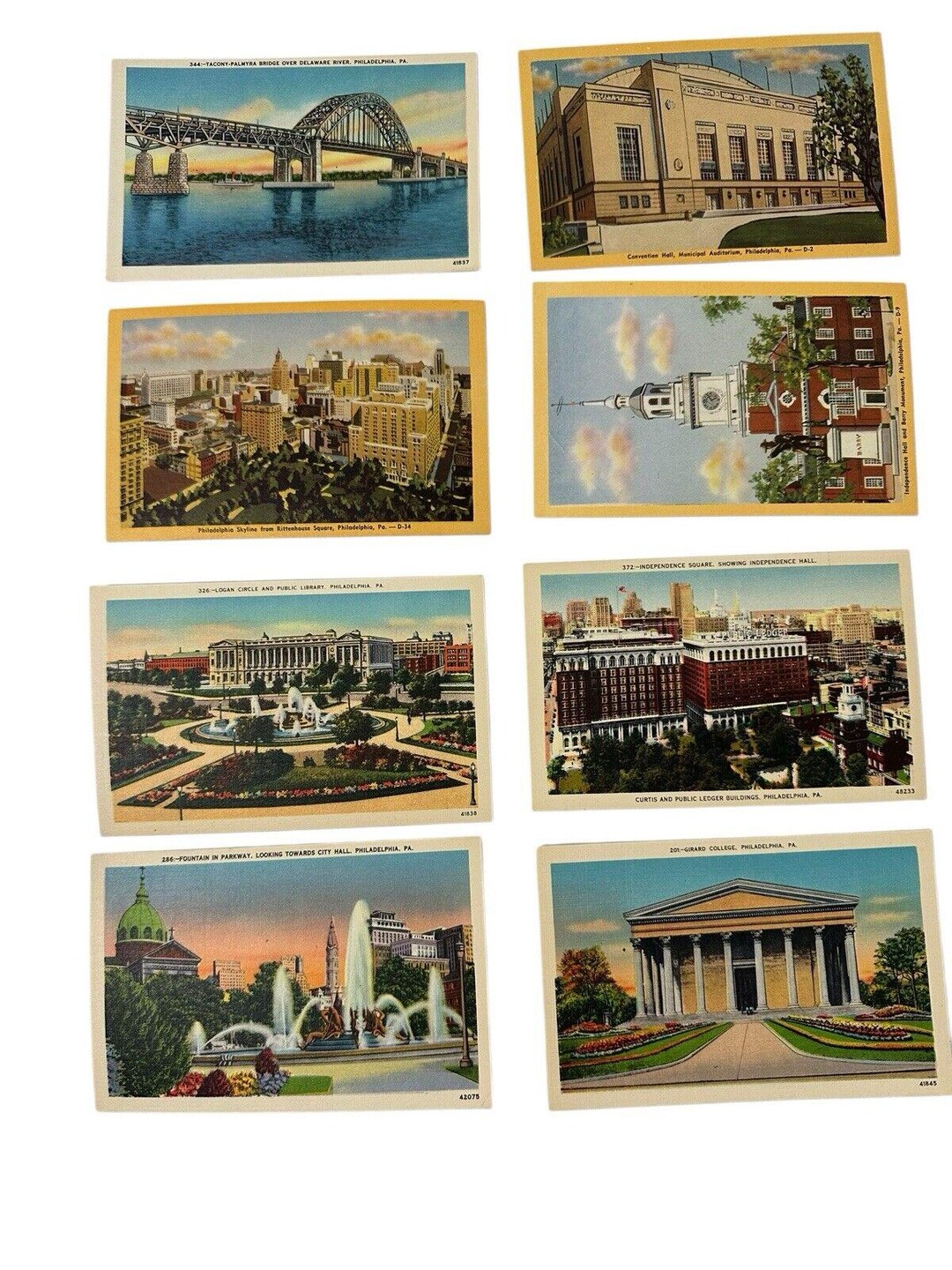 Set of 8 Antique Postcards 1950s PA Philadelphia Skyline & Famous ...
