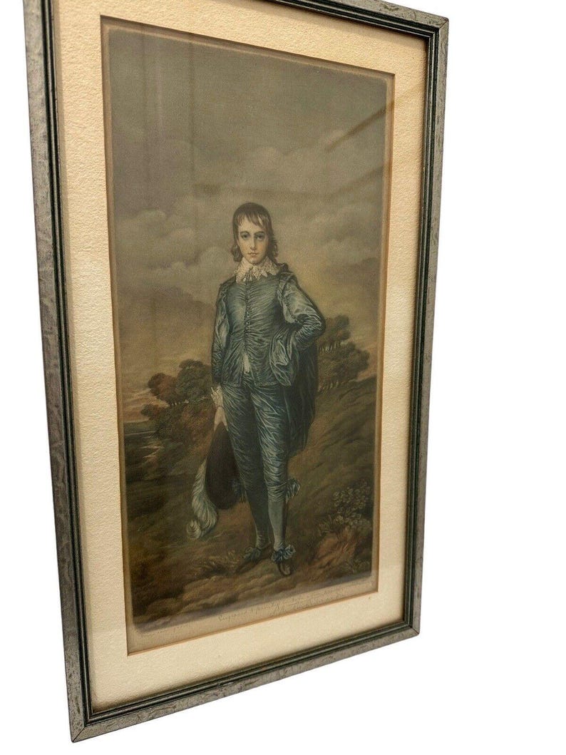 Original Blue Boy Hand Colored Engraving Signed Thomas Gainsborough C ...