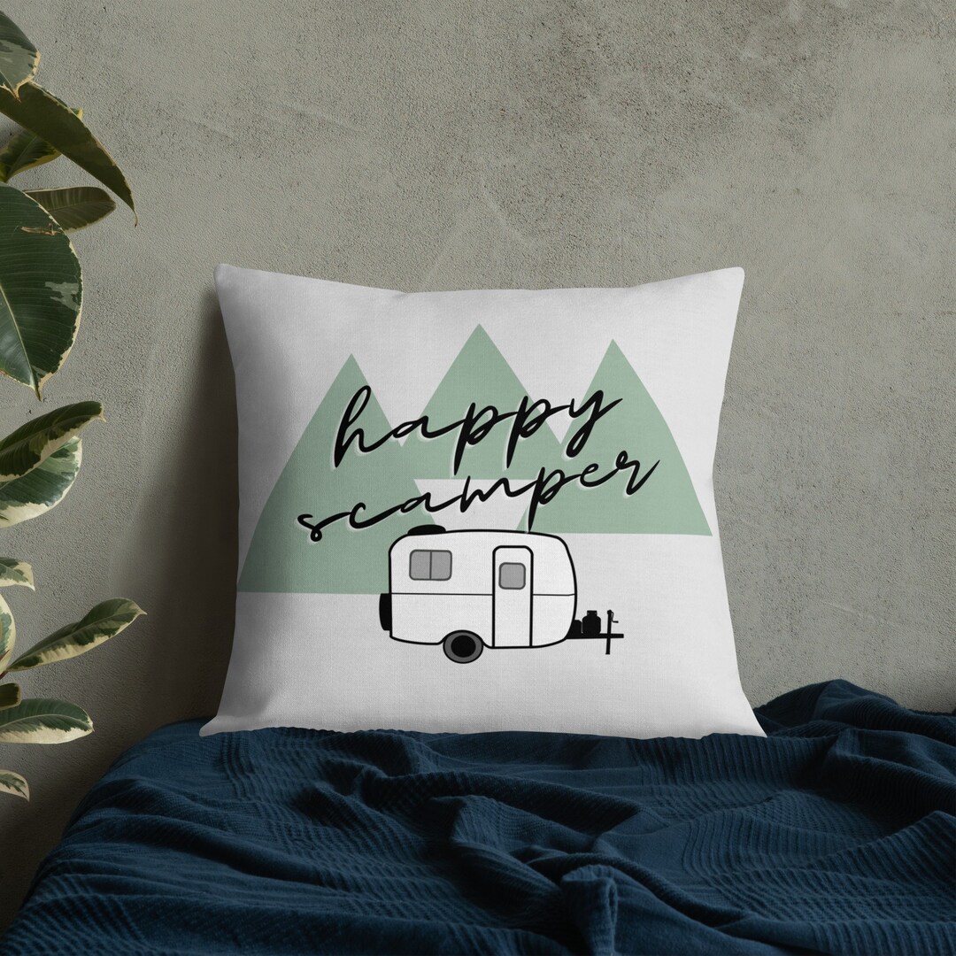 Happy Scamper - Scamp Camper Premium Pillow - Light Green Scamp Tree ...
