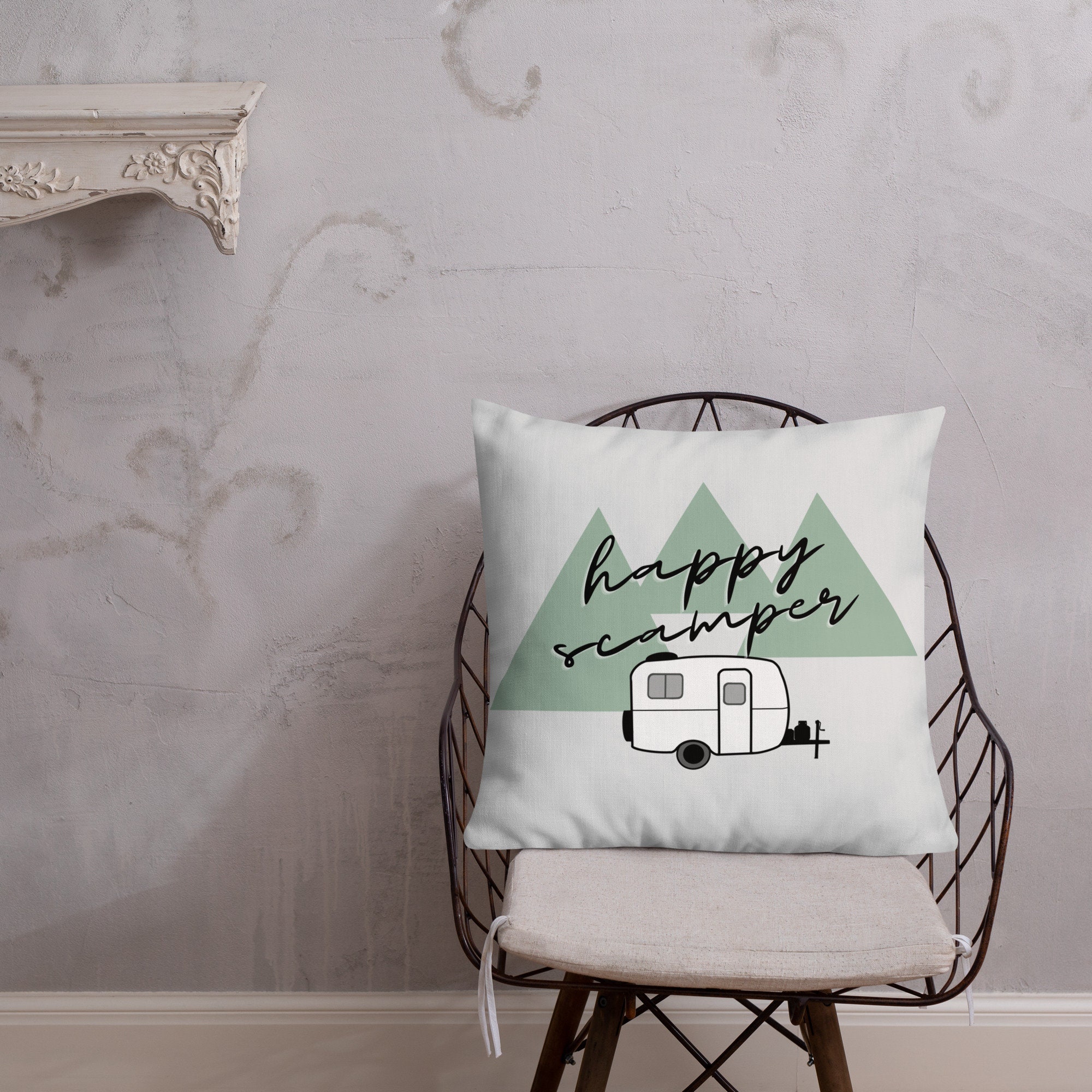 Happy Scamper Scamp Camper Premium Pillow Light Green Scamp Tree Logo ...